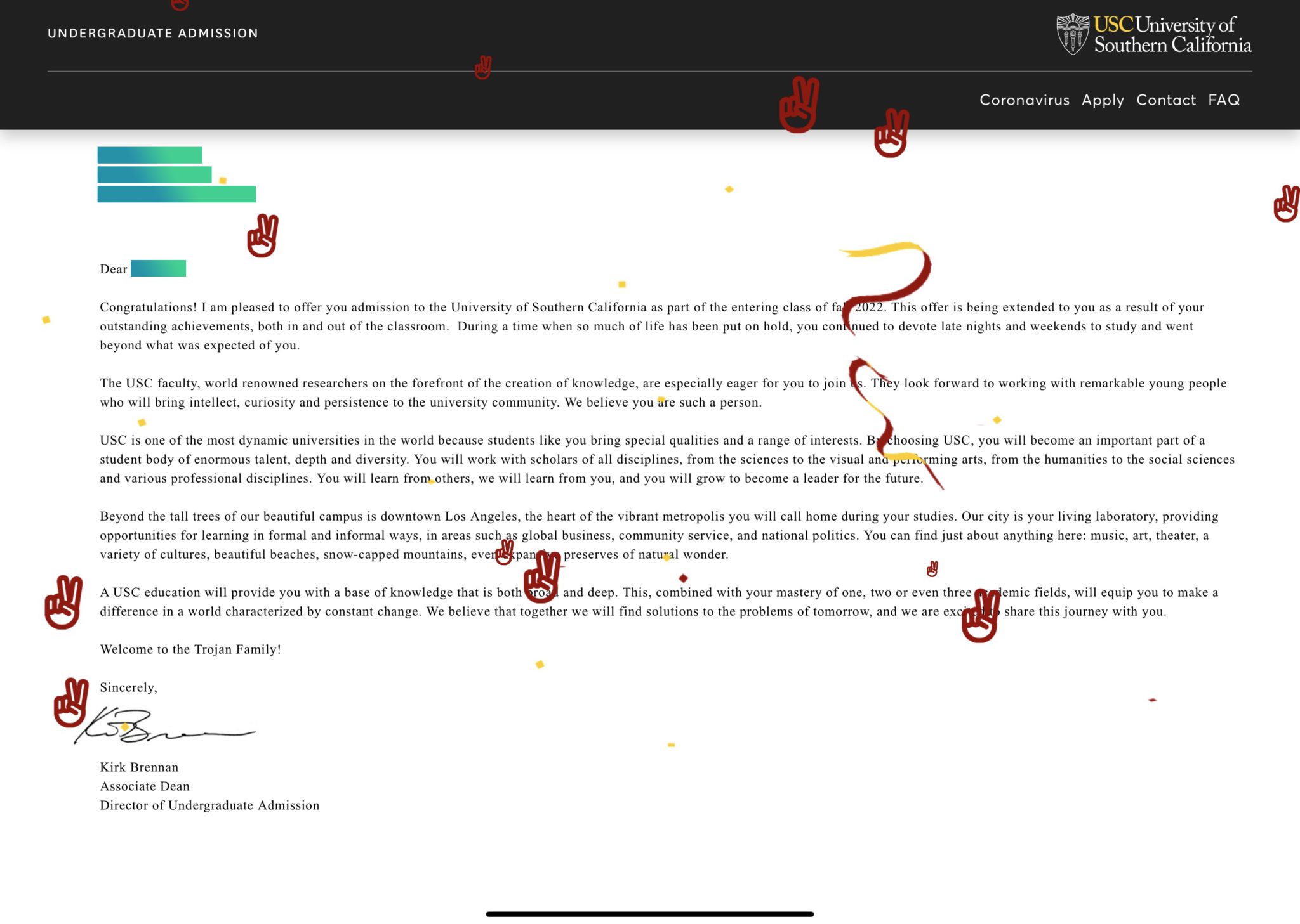 College Acceptance Letter | Sample College Acceptance Letters